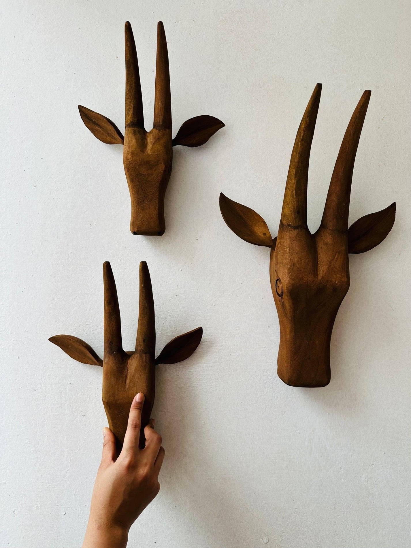 Antique Cow Head Wall Decor ( Set of 3 )