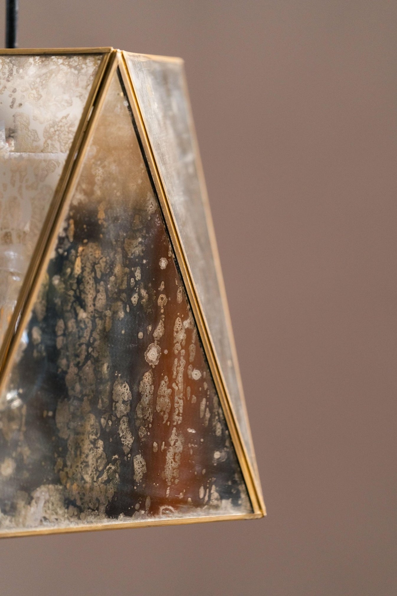 Chandni Narrow Hexagon Mottled Glass Lamp - Antique Bronze