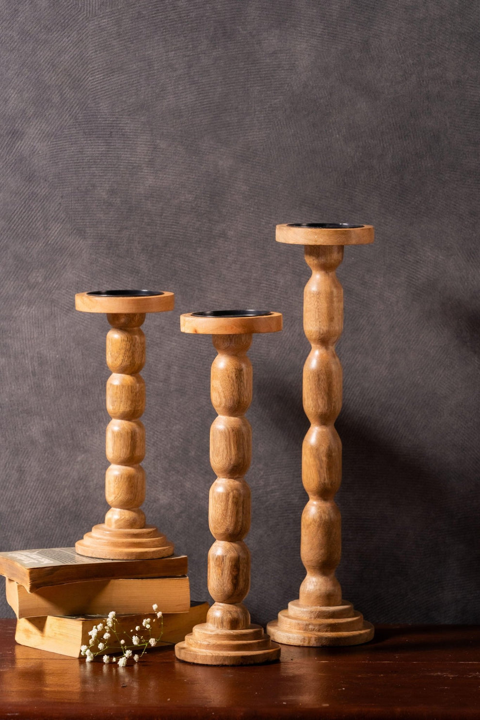 Earthy Essence Candle Stand - Set of 3
