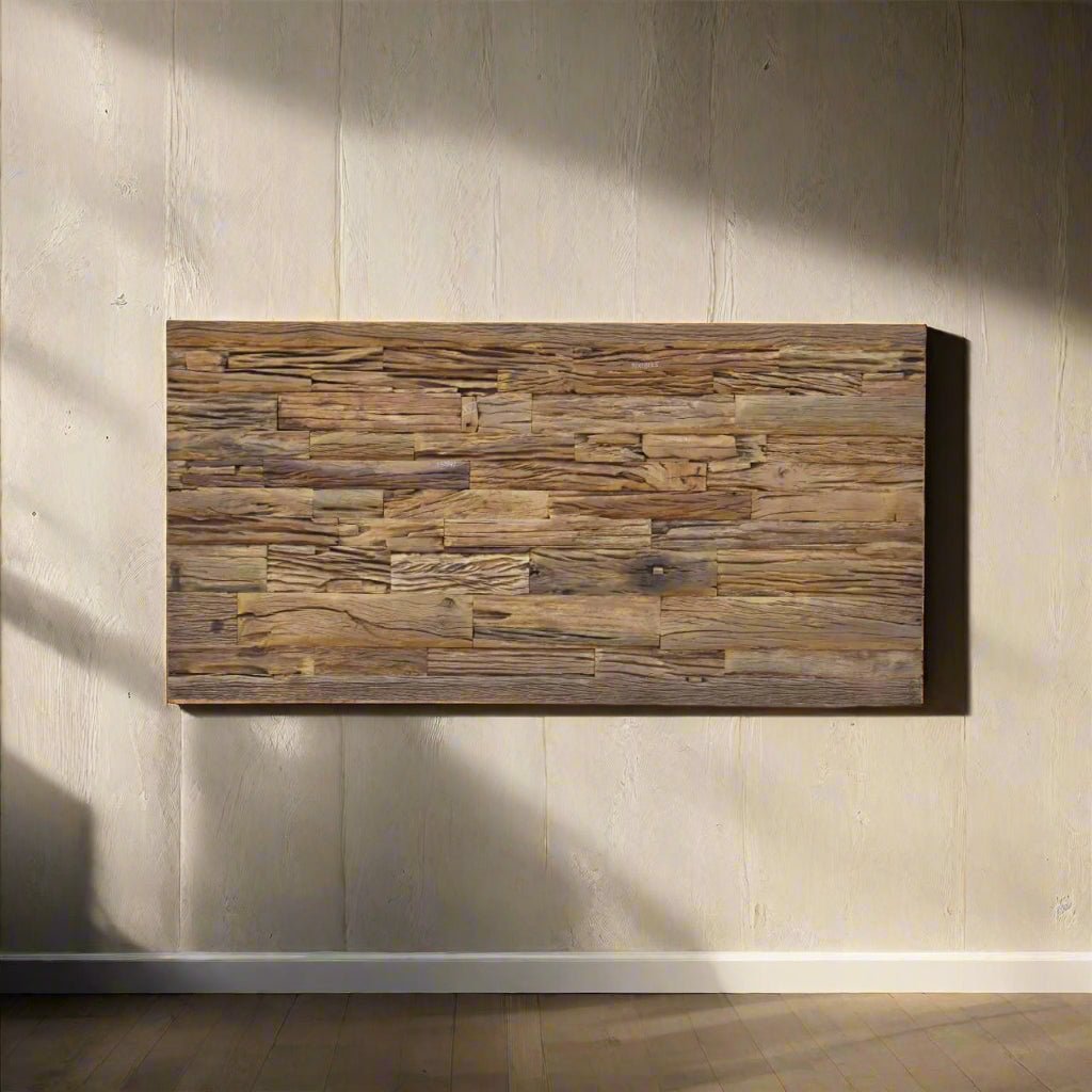 Handcrafted Reclaimed Wood Wall Panel - Rustic Vintage Wall Art