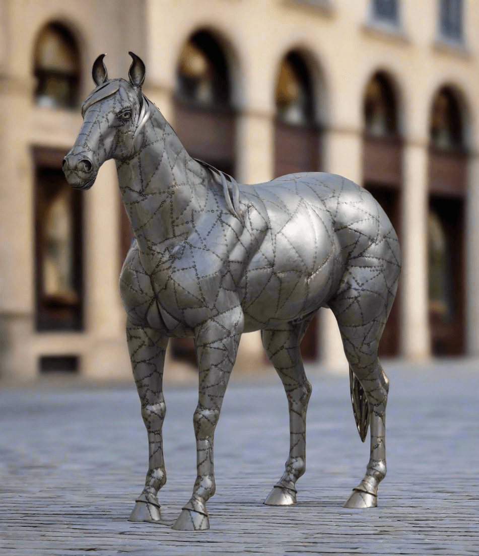 Luxury Iron Horse Statue - Steelborn Stallion Handcrafted Metal Art