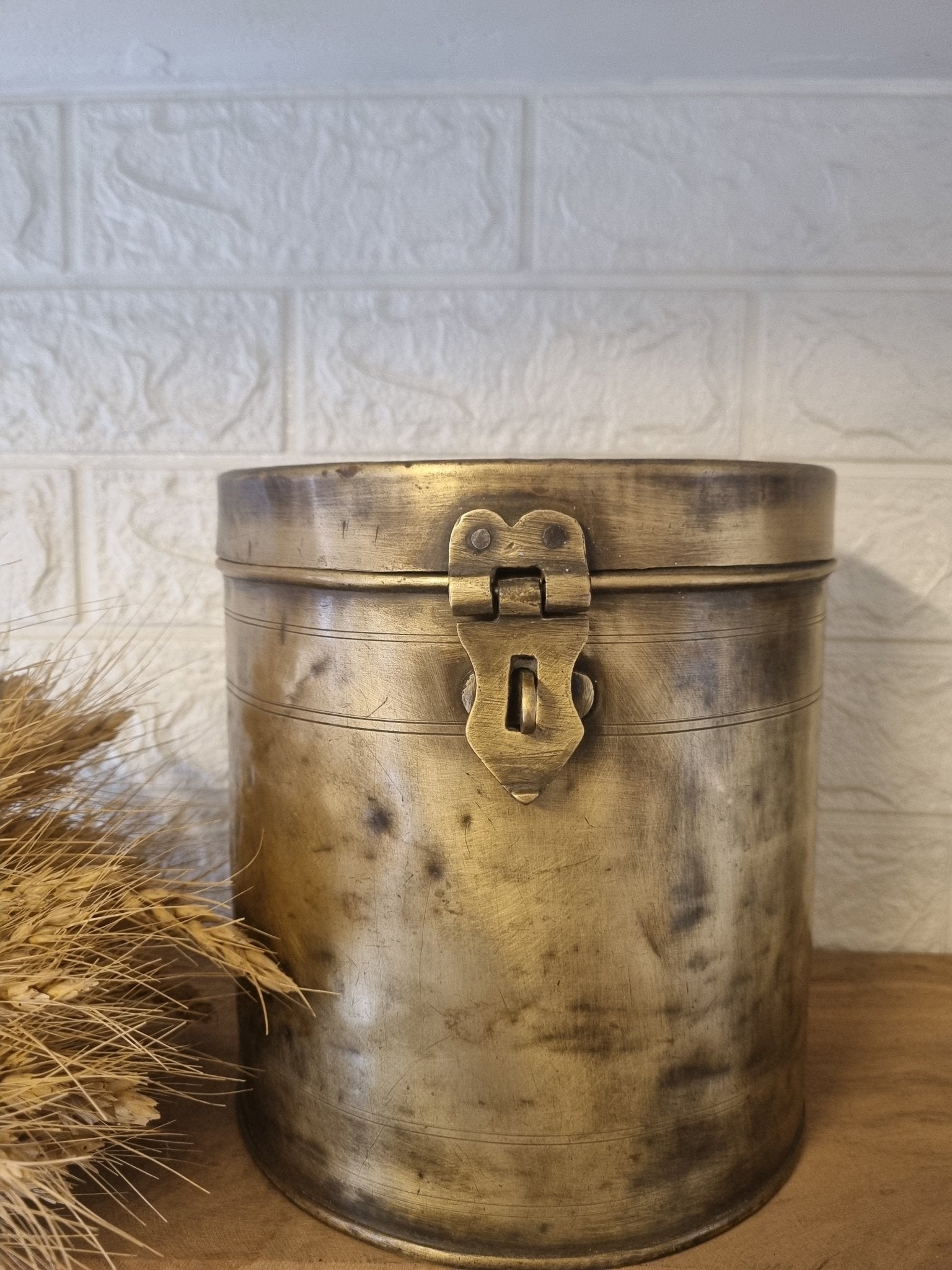 Pracheen Tall Brass Storage Box