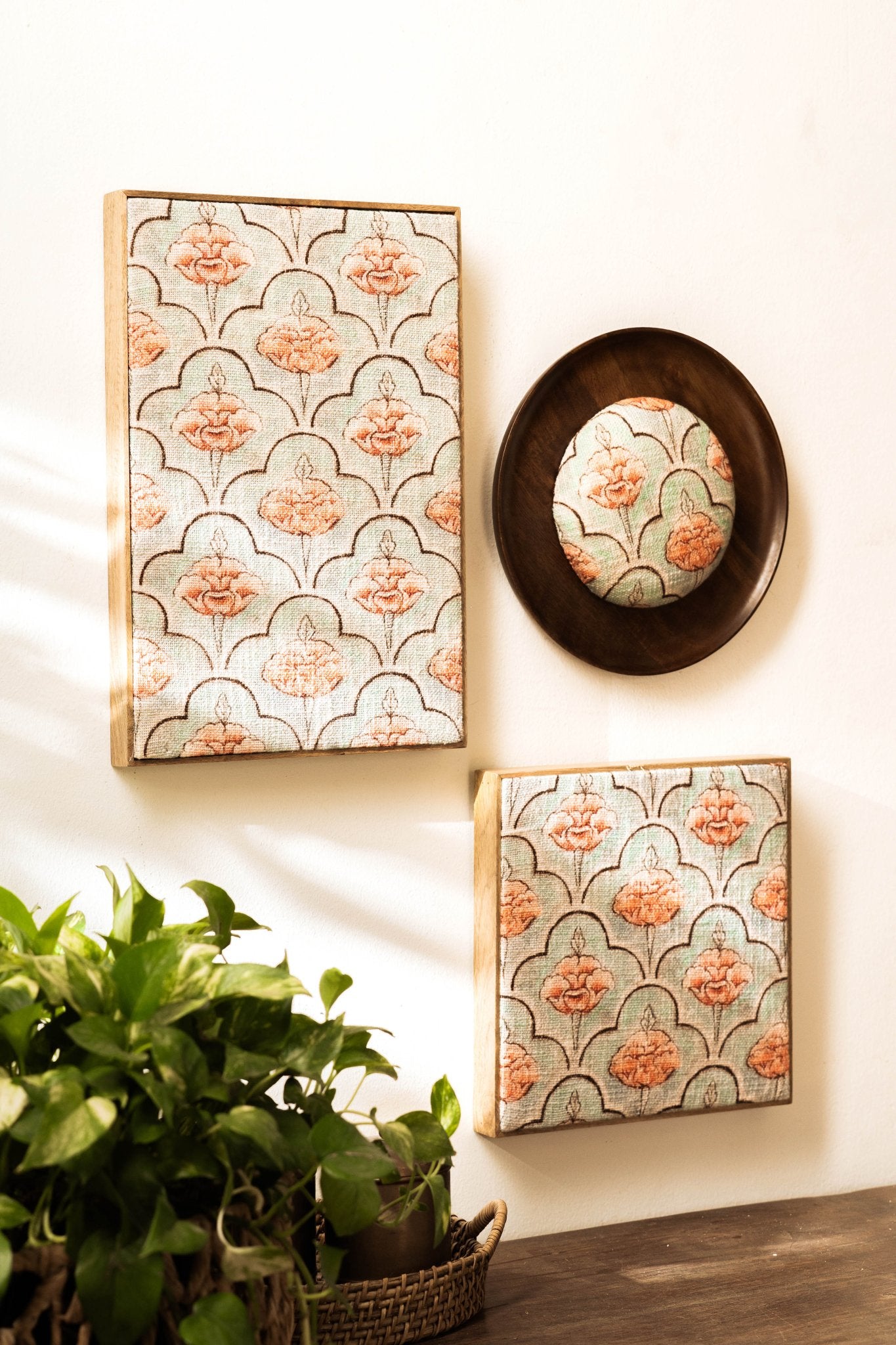 Threaded Treasures Wood and Fabric Wall Decor - Set of 3