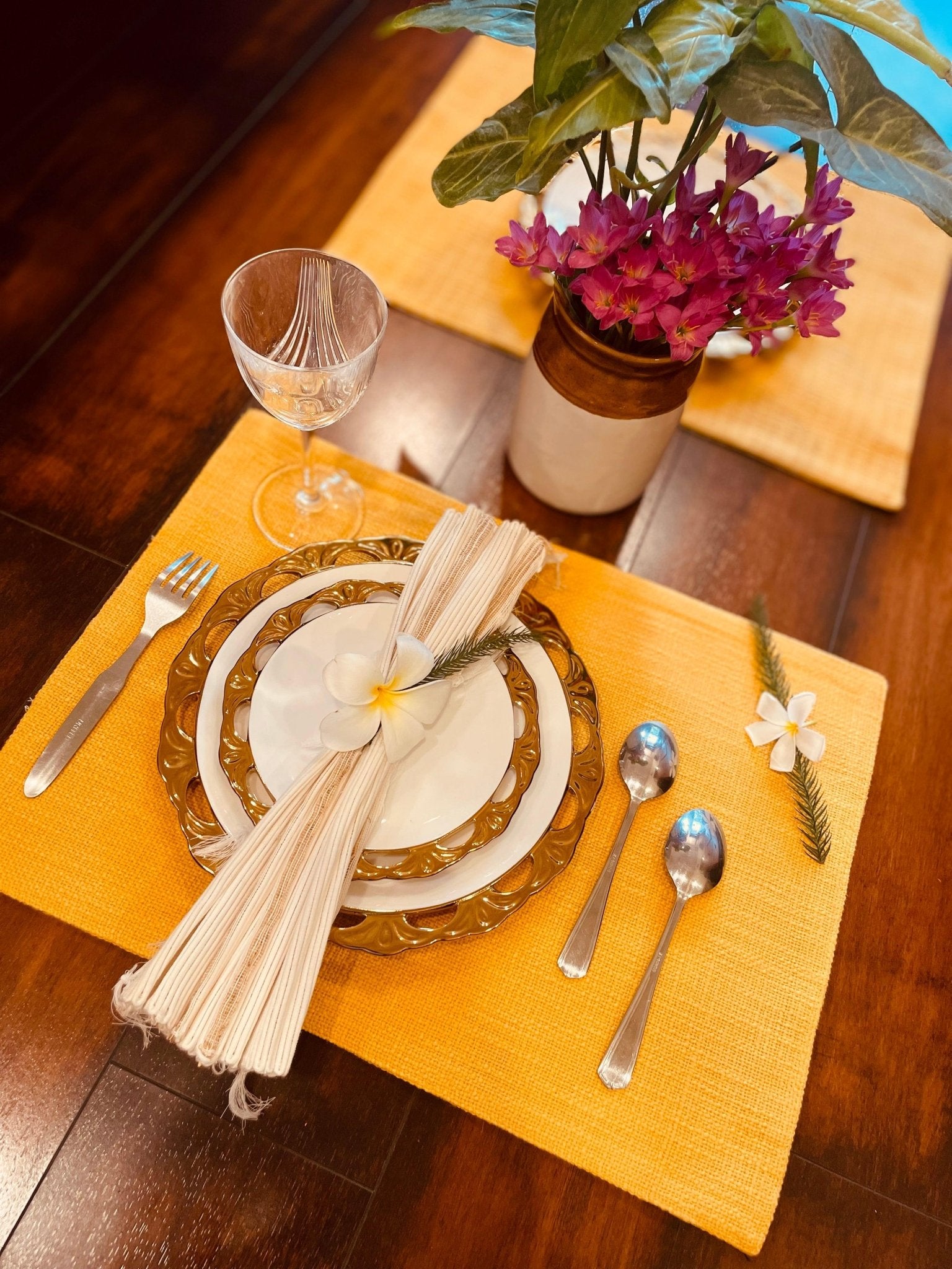 Yellow White Reversible Placemats Set of 4 | Handwoven Table Mats – Tesu